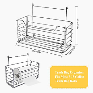 Pull Out Trash Can Under Cabinet Slider, Under Counter Trash Can Pull Out with Garbage Bag Holder, Under Sink Trash Can Pull Out for 7-11 Gallon Garbage Cans, Up to 100 lb (Not Include Trash Can)