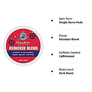 Caribou Coffee Reindeer Blend Coffee K Cups - Pack of 2 Boxes - 44 K Cups Total - 22 K Cups Per Box - Bulk Caribou Reindeer Blend Coffee - For Use in Keurig Coffee Makers
