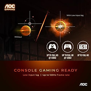 AOC 24G15N 24 inch Gaming Monitor, Full HD 1920x1080, 180Hz 1ms, 1x HDMI 2.0, 1x Display Port, AMD FreeSync, 3-Sided Frameless, HDR Ready, Console Gaming Ready, 3-Year Zero-Bright-Dot