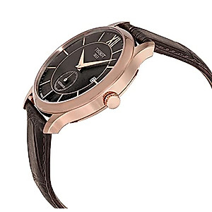 Tissot Mens Tradition Automatic Small Second 316L Stainless Steel case with Rose Gold PVD Coating Automatic Watch, Brown, Leather, 20 (T0634283606800)