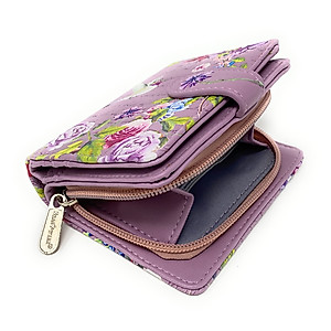 Shag Wear Vintage Hummingbird Wallet for Women and Teen Girls Vegan Faux Leather Small Light Purple 4.5"