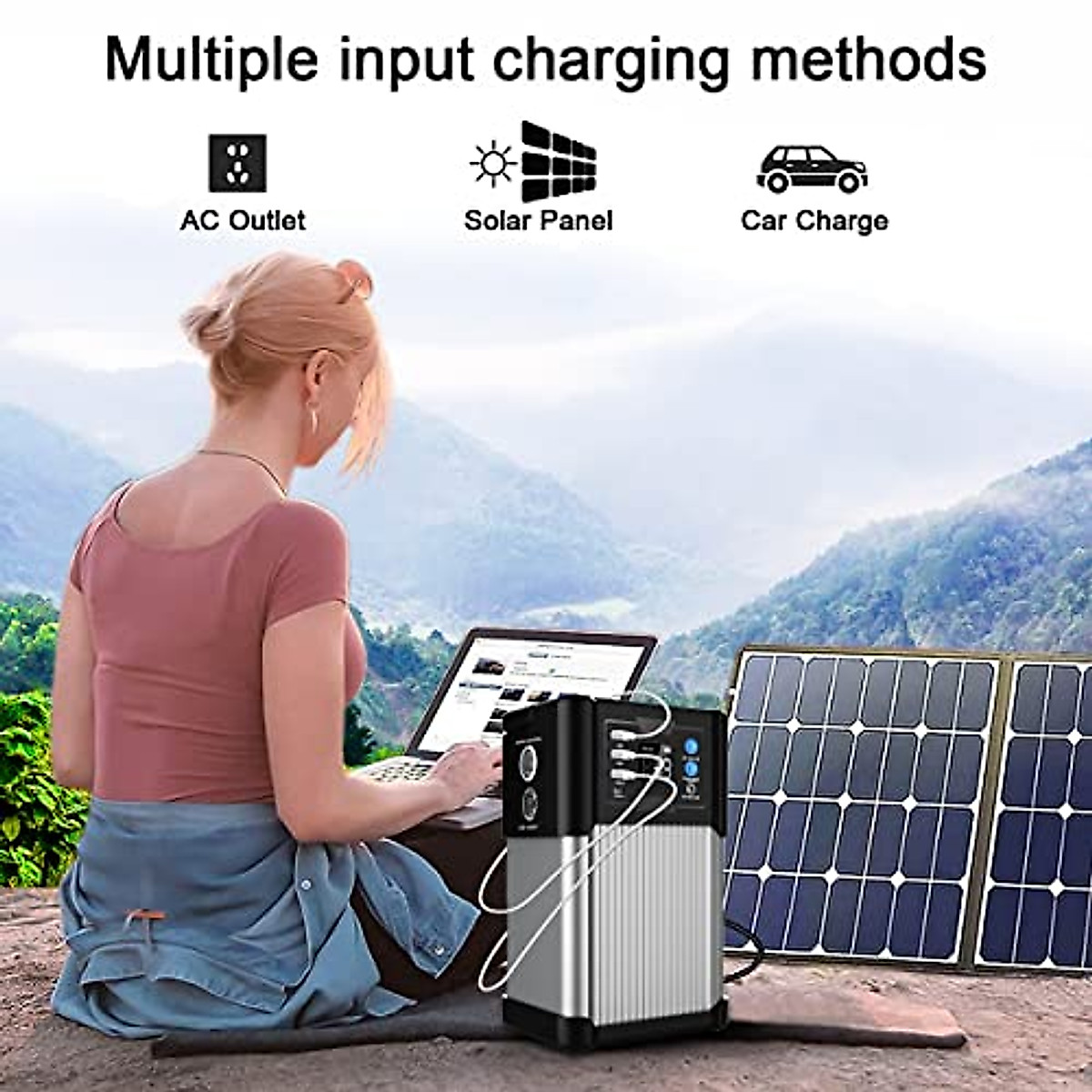 Inorising Portable Power Station Generator Explorer 350W,88000mAH Generator Lithium Battery Backup Power Supply 110V AC Inverter for Outlet Outdoors Camping Fishing Emergency (Grey)