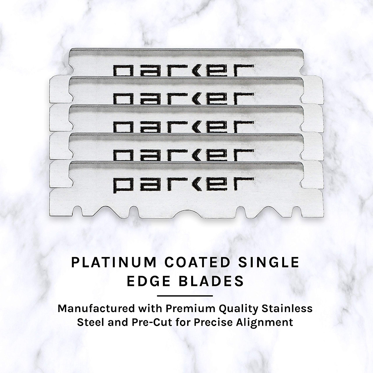 Parker SRW Straight Edge Barber Razor for Men with 100 Parker Platinum Stainless Steel Single Edge Barber Razor Blades for a Barber Shop Shave