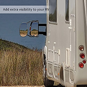 Towing Mirrors Mirror Extensions for Towing Universal Trailer Clip on Mirror Side Mirror Extensions for Towing Adjustable 360 Degree Rotation Extends Camper Towing Mirrors for Car Truck Black(2 Pcs)