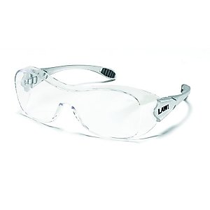 Crews Law Over The Glass Polycarbonate Clear Anti-Fog Lens Safety Glasses with Hybrid Black Temple Sleeve