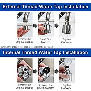 Pinkiou Faucet Sprayer Attachment, Kitchen Sink Sprayer Attachment for Faucet, 360° Rotatable Anti-Splash Faucet Aerator Faucet Nozzle with 3 Modes Adjustment