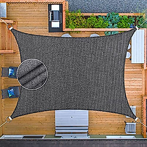 Neween Sun Shade Sail 10' x 13' Rectangle UV Block Sail Shade Canopy Cover, 180 GSM Permeable Outdoor Backyard Shade Sail Pergolas Top Sunshade Cover for Garden Patio Playground, Gray