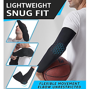 HiRui Elbow Pads Elbow Brace, Basketball Shooter Sleeves Arm Compression Sleeve Collision Avoidance Elbow Pad for Cycling Football Volleyball Baseball, Youth Adult Women Men ((Pair) Black, L)