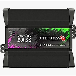Stetsom DIGITAL BASS DB 3000 2 Ohms Mono Car Amplifier, 3000.1 3K Watts RMS, 2Ω Stable Car Audio, HD BASS Sound Quality, Crossover & Bass Boost, Car Stereo Speaker Subwoofer MD, Smart Coolers