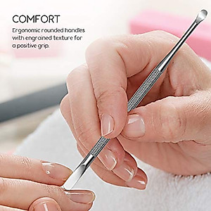 Professional Cuticle Pusher and Spoon Nail Cleaner | 2 Pack | Dual Sided Stainless Steel Pusher and Nail Cleaner | For Nail And Cuticle Care | by Sterling Beauty Tools