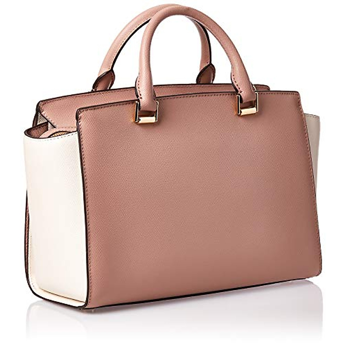 Michael Kors Sylvia Tri-Color Satchel Bag, Soft Pink/Light Cream/Fawn