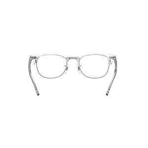 Ray-Ban RX5154 Clubmaster Square Prescription Eyeglass Frames, White Transparent/Demo Lens, 49 mm