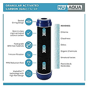 NU Aqua Platinum Series Reverse Osmosis Water Filtration System Replacement Granular Activated Carbon GAC Filters Universal RO System Cartridges (4)