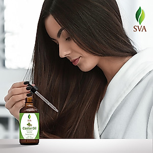 SVA Castor Oil 4 oz (118 ml) Premium Carrier Oil, Cold–Pressed, Hexane Free, with Dropper for Hair Care, Hair Oiling, Scalp Massage, Skin Care & Massage