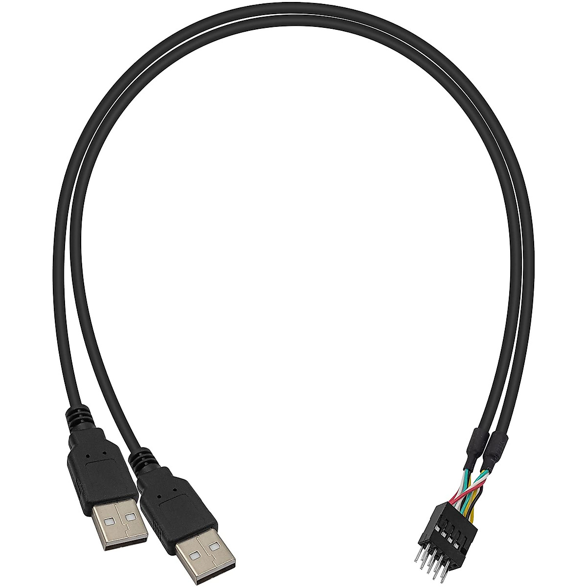 Duttek 9 Pin Male Header,USB Header Male Splitter, 9 pin USB Splitter, to Dual USB Male Cable Use to Connected Devices Design to Plug into USB Motherboard Header Pins to USB 2.0 Connector 0.5M 2pack