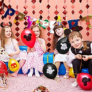 5 Pack Glitter Red Diamond Garland Mirror Hanging Banner Party Decorations for Baby Shower Birthday Wedding Supplies Home Décor (Red)