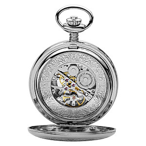 Gotham Men's Silver-Tone 17 Jewel Mechanical Exhibition Pocket Watch # GWC14040S