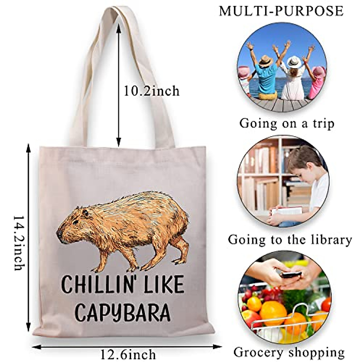 BDPWSS Capybara Tote Bag Capybara Lover Gift Chillin’ Like Capybara Wildlife Animal Lover Shoulder Bag (Chilling capybara TG)
