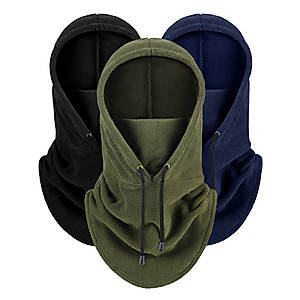 3 Pieces Camo Balaclava Face Mask Hunting Face Mask Balaclava Hats for Outdoor Sports (Drawstring Style, Large)