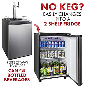 Kegco 3PK209SS-2 Keg Dispenser, 2 Tap, Stainless Steel