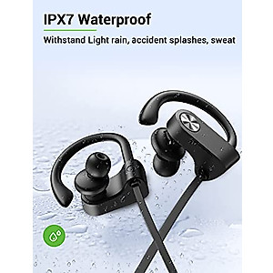 Stiive Bluetooth Headphones, 5.3 Wireless Sports Earbuds IPX7 Waterproof with Mic, Stereo Sweatproof in-Ear Earphones, Noise Cancelling Headsets for Gym Running Workout, 16 Hours Playtime - BlackGrey