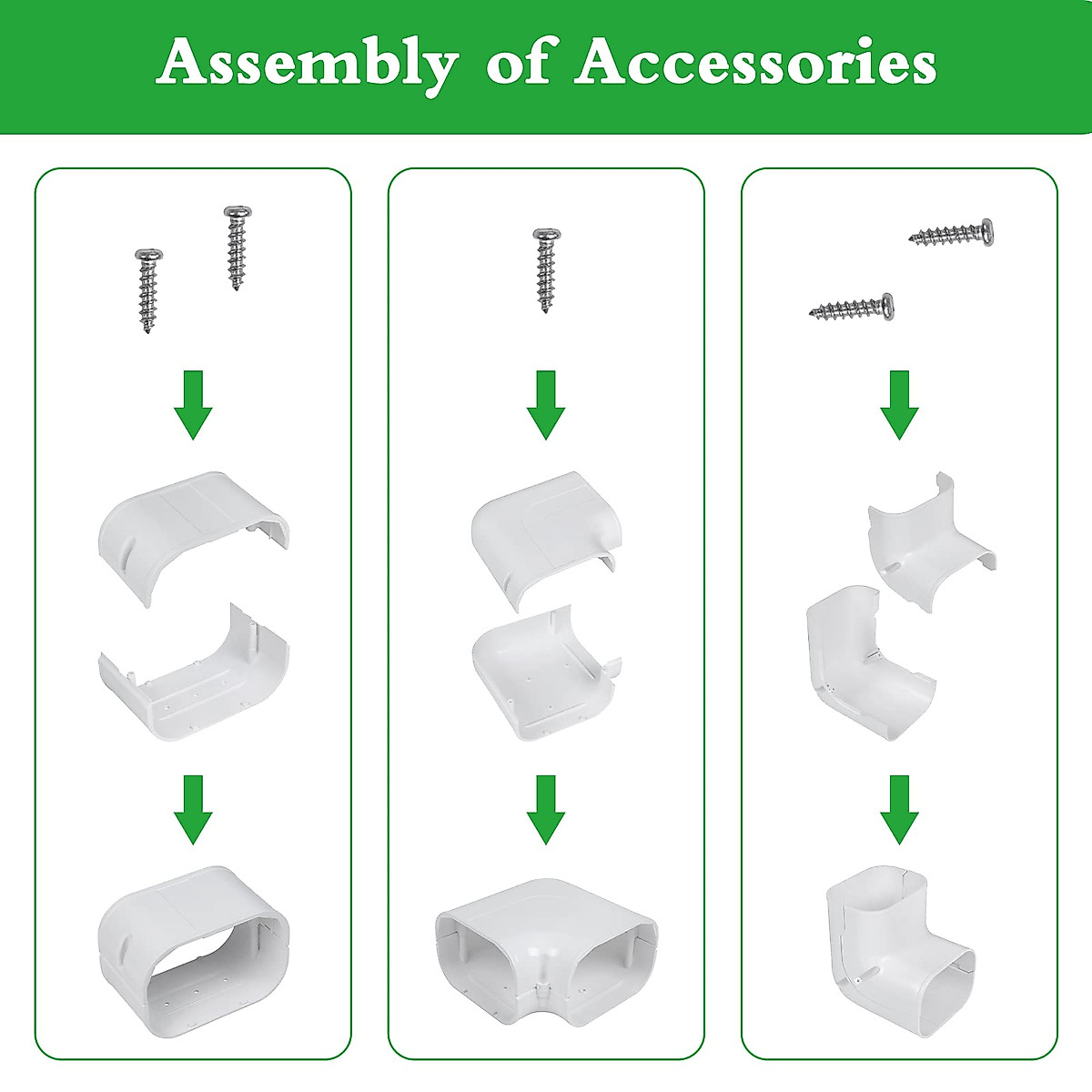 MOOITEK 5" 17Ft PVC Decorative Line Set Cover Kit for Ductless Mini Split Air Conditioners 17FT Line Set Cover for Heat Pump System and Central AC(Total Length 17Ft), White