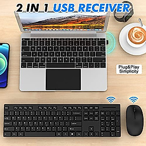 Wireless Keyboard and Mouse Combo, Btios Slim Quick Lag-Free 2.4GHz Cordless Full Size Computer Keyboard and Mouse Responsive Plug & Play for Windows, PC/Desktops/Computer/Laptops