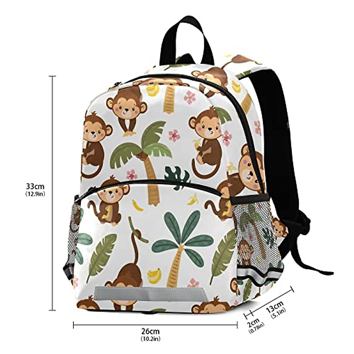 ZOEO Toddlers Backpack Kids Monkey Banana Tree Cartoon Childish Bookbag for Boys Girls 3-6 Years Children Preschool Kindergarten Cute Mini Waterproof Shoulder Bags with Adjustable Straps Daypack