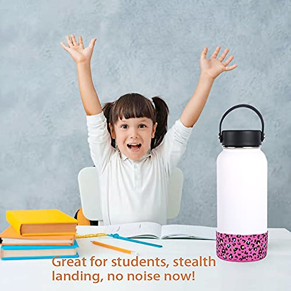 WK IEASON Protective Silicone Sleeve Boot for 20-40oz Stanley Tumbler and Compatible with 12oz 21oz 24oz Hydro Flask Water Bottle,Simple, Yeti and Other Brand Water Bottle(Leo Carnation)