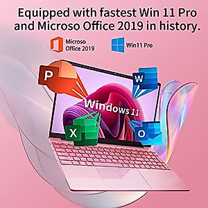 【Win11/MS Office2019】 15.6inch FHD Large Screen high Performance Laptop high Speed Celeron N5095(2.0Ghz) CPU 16G RAM+512GB SSD High capacity battery Notebook PC with Backlit keyboard(512G, Rose Gold)
