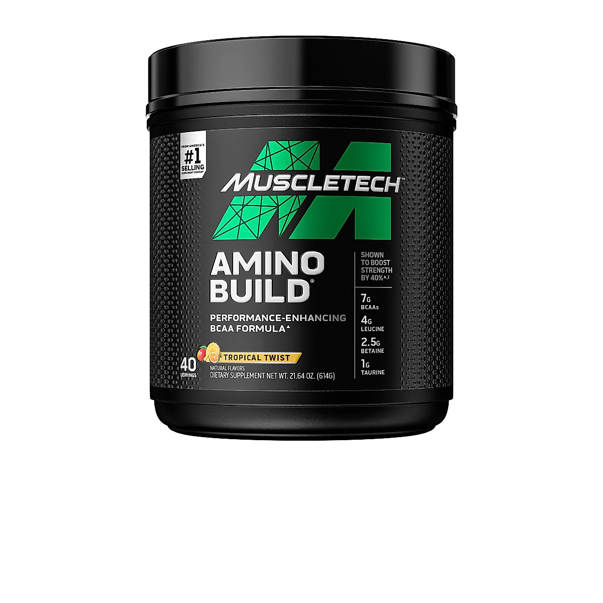 BCAA Amino Acids + Electrolyte Powder, MuscleTech Amino Build, 7g of BCAAs + Electrolytes, Support Muscle Recovery, Build Lean Muscle & Boost Endurance, Tropical Twist (40 Servings)