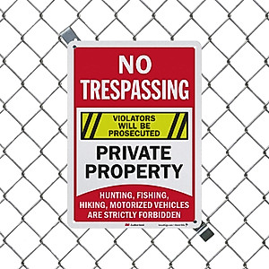 SmartSign “No Trespassing Private Property - Hunting, Fishing, Hiking, Motorized Vehicles Are Forbidden” Sign | 10" x 14" 3M Engineer Grade Reflective Aluminum