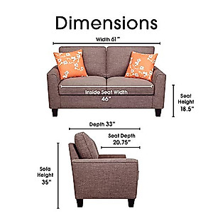Serta Deep Seating Astoria 61" Loveseat in Tan