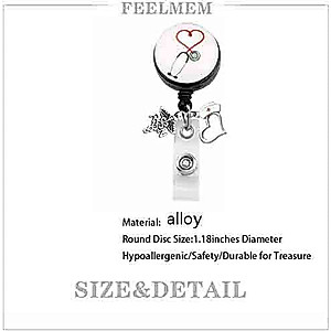FEELMEM RN Nurse Medical Stethoscope Retractable Badge Holder Reel Clip RN Students Gift Nurses Practitioner Jewelry New Registered Nurse Gift (RN)