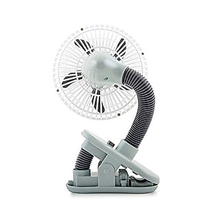 O2COOL 4 Inch Clip On Stroller Fan, Portable Battery Operated for Outdoor, Car Seat and Baby Crib. Flexible Neck and Adjustable Head for Multi-directional Cooling (Grey)