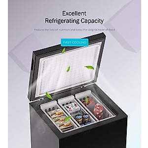 Northair Chest Freezer - 5 Cu Ft with 3 Removable Plastic Baskets - Reach In Freezer Chest - Quiet Compact Freezer - 7 Temperature Settings - Black (3.5 Cubic Feet, Black)