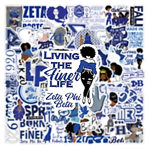 Zeta Phi Beta Sorority Paraphernalia Stickers 60pcs Fellowship Cociety Decals Aesthetic Waterproof Vinyl Pack Stickers for Water Bottle Laptop Cup Kids Adults Teens Girls Phone Skateboard DIY Party