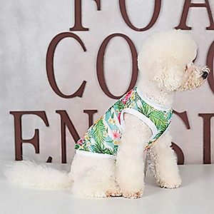 SMALLLEE_LUCKY_STORE Dog Hawaiian Shirt Pet Cat Summer Sleeveless T Shirt Quick Dry Cool Mesh Vest Boy Girl Small Dog Clothes,Pineapple Print,Size M