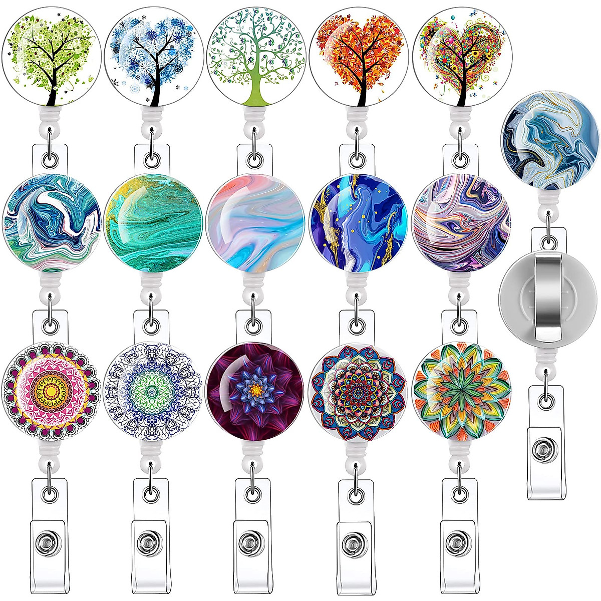 16 Pack Badge Reels Retractable for Nurses ID Badge Holder with Clip Retractable Badge Clip Retractable Badge Holders Nurse Badge Reel