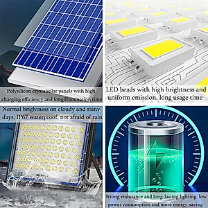 ZXXHNNAIH Solar Street Light IP65 Waterproof Solar Street Lights Outdoor,with 16.4ft Cables Street Solar Light,Easy-to-Install for Basketball Court Backyard