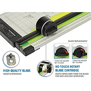 CARL 12 inch-Green Friendly, Professional Rotary Paper Trimmer, 12-inch, 15 Sheet Cutting Capacity, Black and Silver