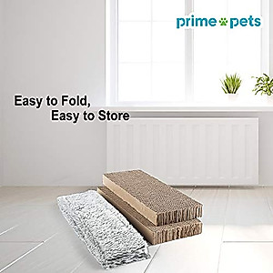 PrimePets Cat Scratcher Lounge with 2 Removable Cat Scratch Cardboard, Reversible Cat Scratching Pad Box Bed, 2 in 1, Corrugated Board, Catnip Included