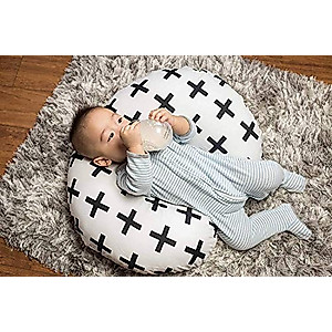 Mila Millie Premium Quality 2 Pack Nursing Pillow Covers Nordic Swiss Black & White Unisex Design Slipcovers - 100% Cotton Hypoallergenic (Black & White)