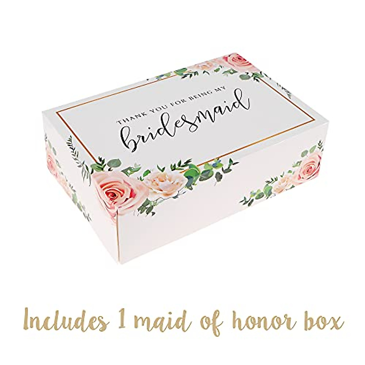 Bridesmaid Thank You Box Set {6 Pack} 1 Maid of Honor Thank You Box and 5 Bridesmaid Thank You Boxes I Thank You For Being My Bridesmaid | Bridesmaid Box for Bridesmaid Gifts | Floral Style