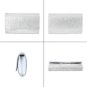 GripIt Envelope Prom Evening Bags And Clutches for Women Rhinestone Designer Purse Ladies Bling Handbags Wedding Night Small Clutch Shoulder Bag,Silver