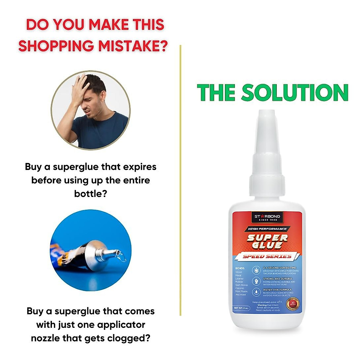 STARBOND Premium XL Thin Super Glue, Super Fast Drying Time (3-5 Seconds), 56 Grams