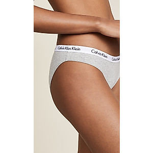 Calvin Klein Carousel Logo Cotton Stretch Bikini Panties, Multipack, Black/White/Grey Heather, Small