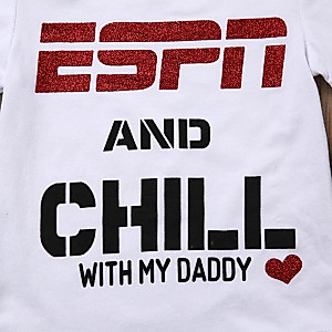 ABEE Baby Girls ESPN and Chill with My Daddy Bodysuit and Socks Outfit with Headband