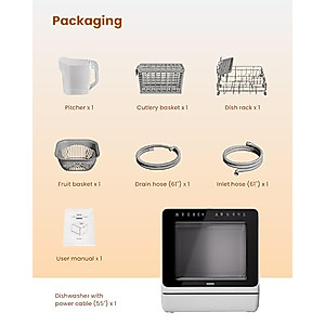 HAVA 2025 NEW Upgraded Countertop Dishwasher with Water Softener and Enhanced Energy Efficiency, Portable Dishwasher with 8 Wash Programs, Child Lock & Delayed Start Function, No Installation Needed