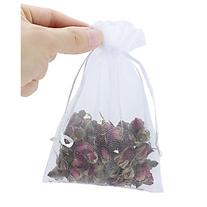 Kslong 100PCS Small Mesh Bags Drawstring 3x4,Sheer Organza Bags Drawstring for Jewelry, Mesh Party Wedding Favor Bags for Small Business,Candy,Bracelet Packaging,Empty Sachet Bags (White)